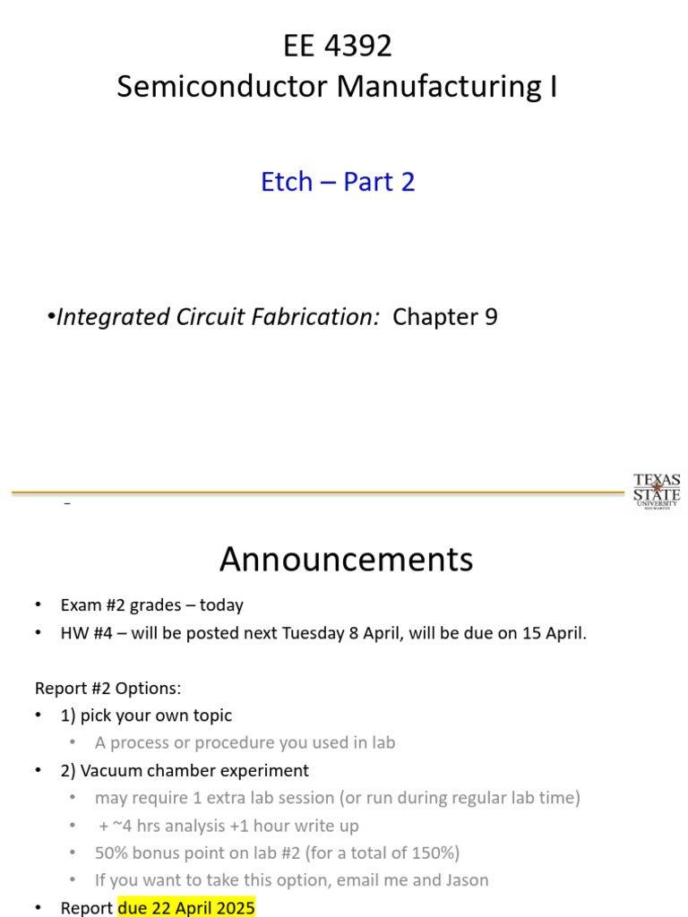 21 - EE 4392 Etch2-Plasma 20250403 (1) | PDF | Sputtering | Plasma (Physics)