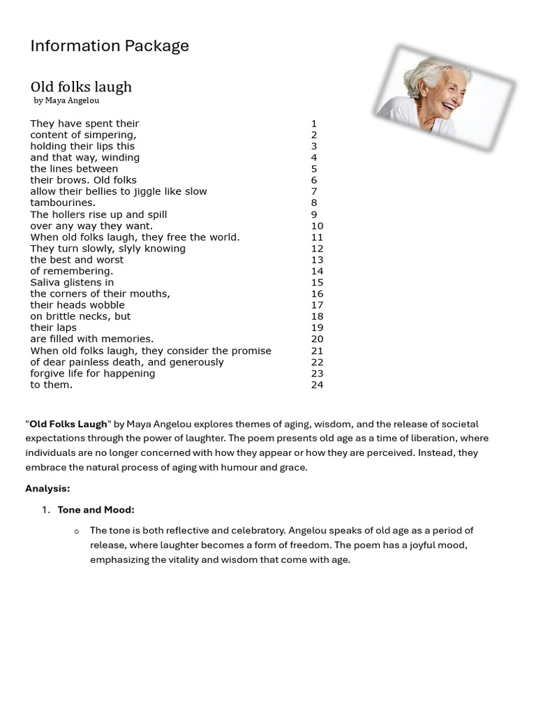 Information Package - Old Folks Laugh by Maya Angelou | PDF | Poetry
