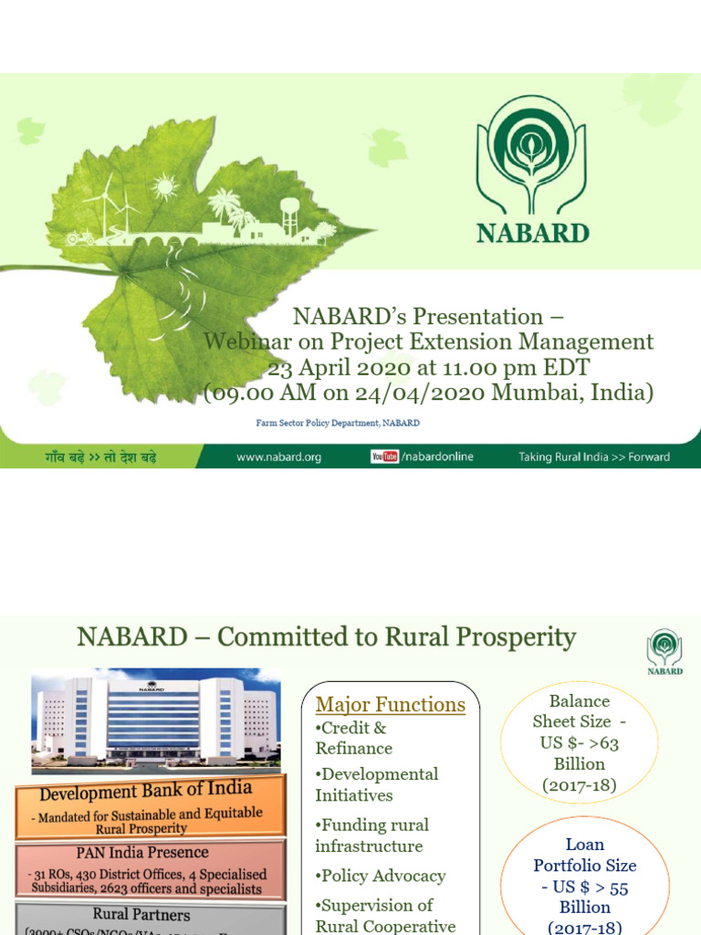 Final AF Webinar On Proj Extn MGMT NABARD | PDF | Earth Sciences | Environment