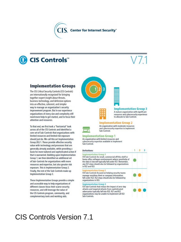 CIS Controls Version 7.1 Implementation Groups 1.2 | PDF | Computer ...