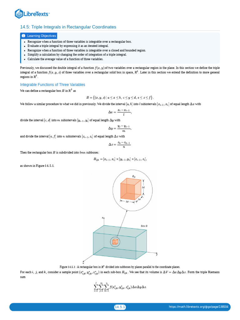 14.05 Triple Integrals in Rectangular Coordinates | PDF | Integral ...