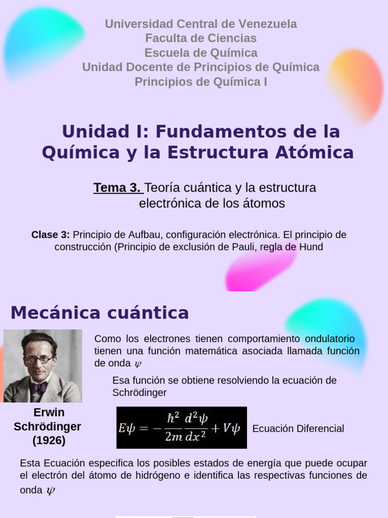 Tema 3. Clase 3 | PDF | Orbital atómico | Mecánica cuántica