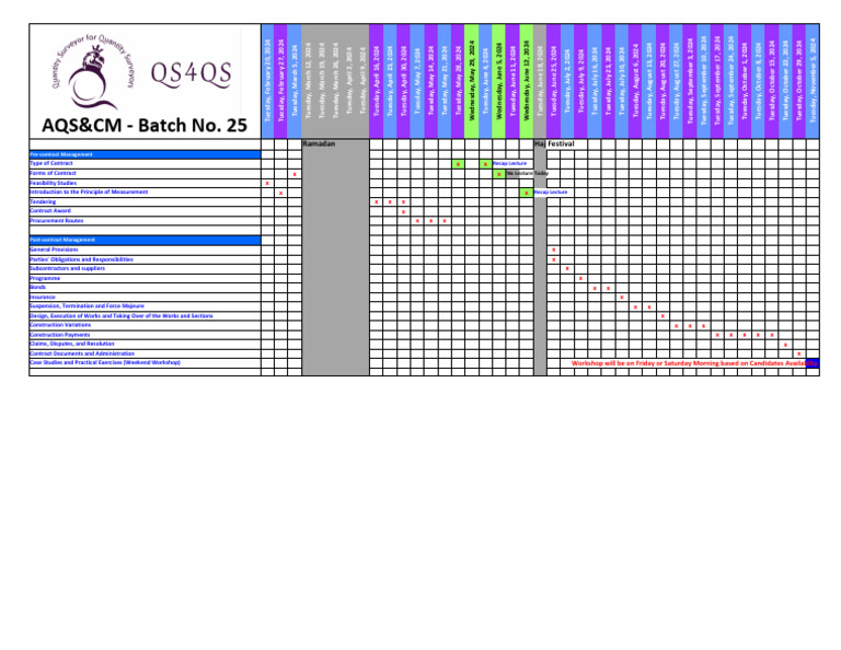 AQS&CM Batch No. 25 Time Table | PDF | Business | Contract Law