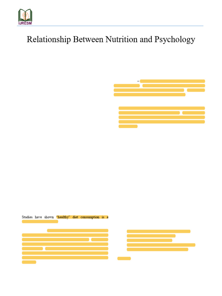nutrition and psychology | PDF | Mental Health | Mood (Psychology)