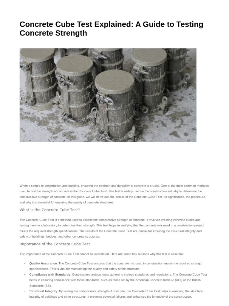 Concrete Cube Test Explained | PDF | Concrete | Strength Of Materials