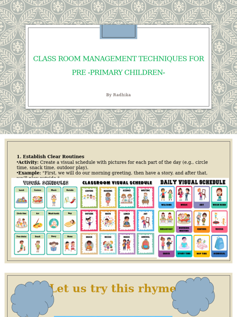 Class Room Management Techniques For Preprimary | PDF | Cognitive Science | Cognition