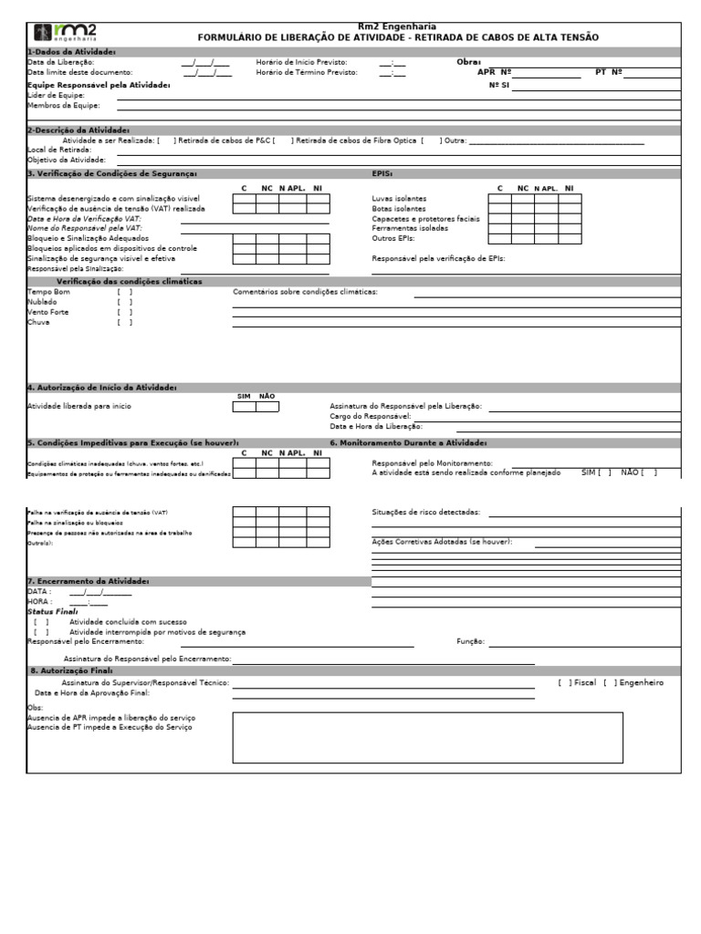 Checklist Remoção de Cabos | PDF
