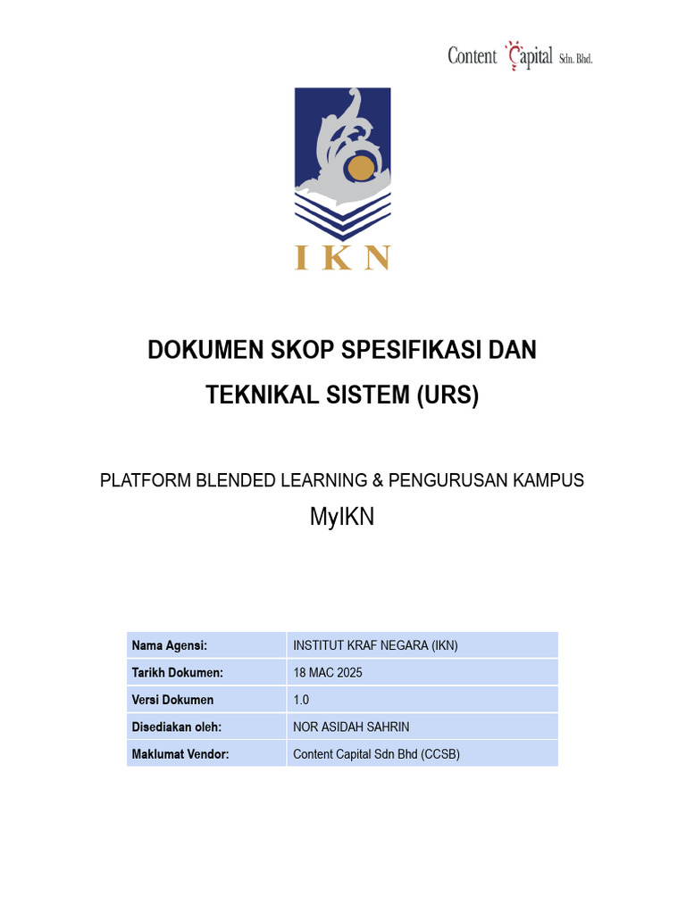 Myikn Skop Spesifikasi Dan Teknikal (Urs) | PDF