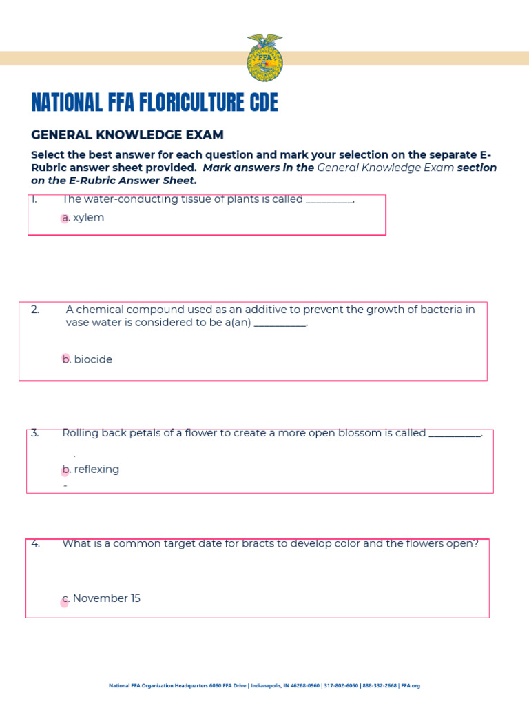 2021 National FFA Floriculture Written Exam - 74308 | PDF | Root | Plants