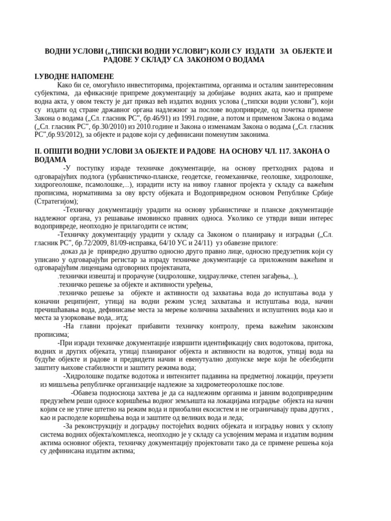 Tipski vodni uslovi | PDF