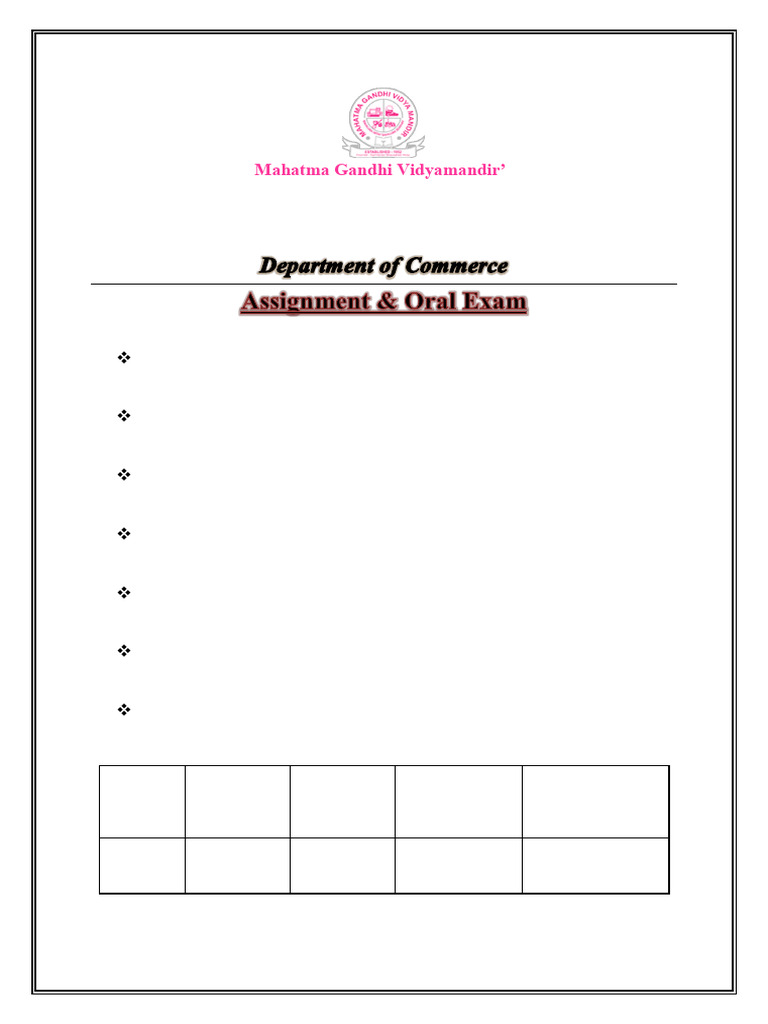 First Page - Assignment & Oral Exam | PDF