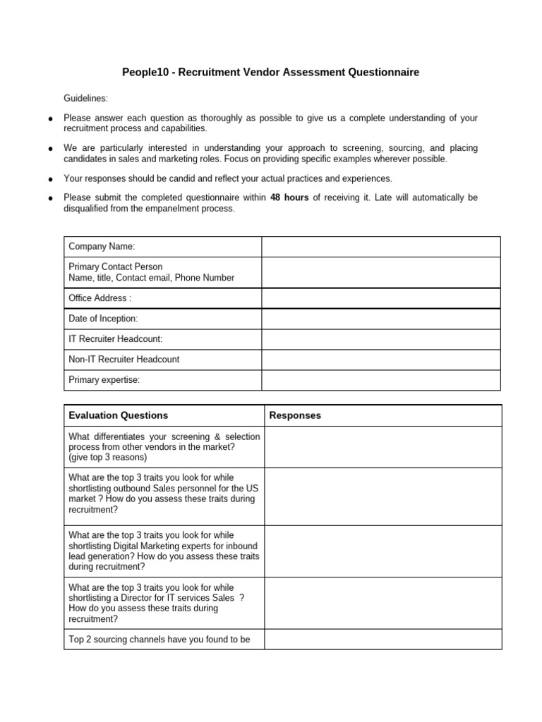 Preliminary Screening_Vendor Empanelment | PDF | Recruitment | Marketing