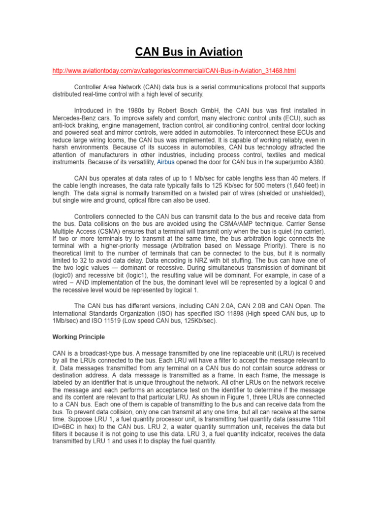 CAN Bus Technology in Aviation Systems | PDF | Computer Data ...