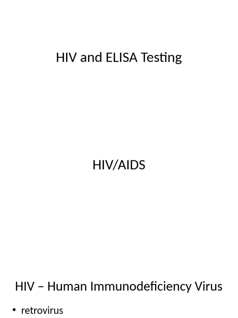 Understanding HIV and ELISA Testing | PDF | Hiv | Hiv/Aids
