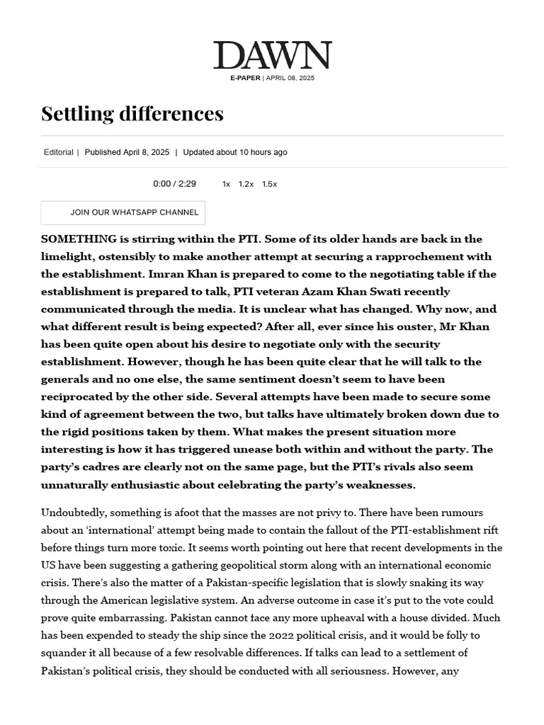 Settling Differences - Newspaper | PDF | Government