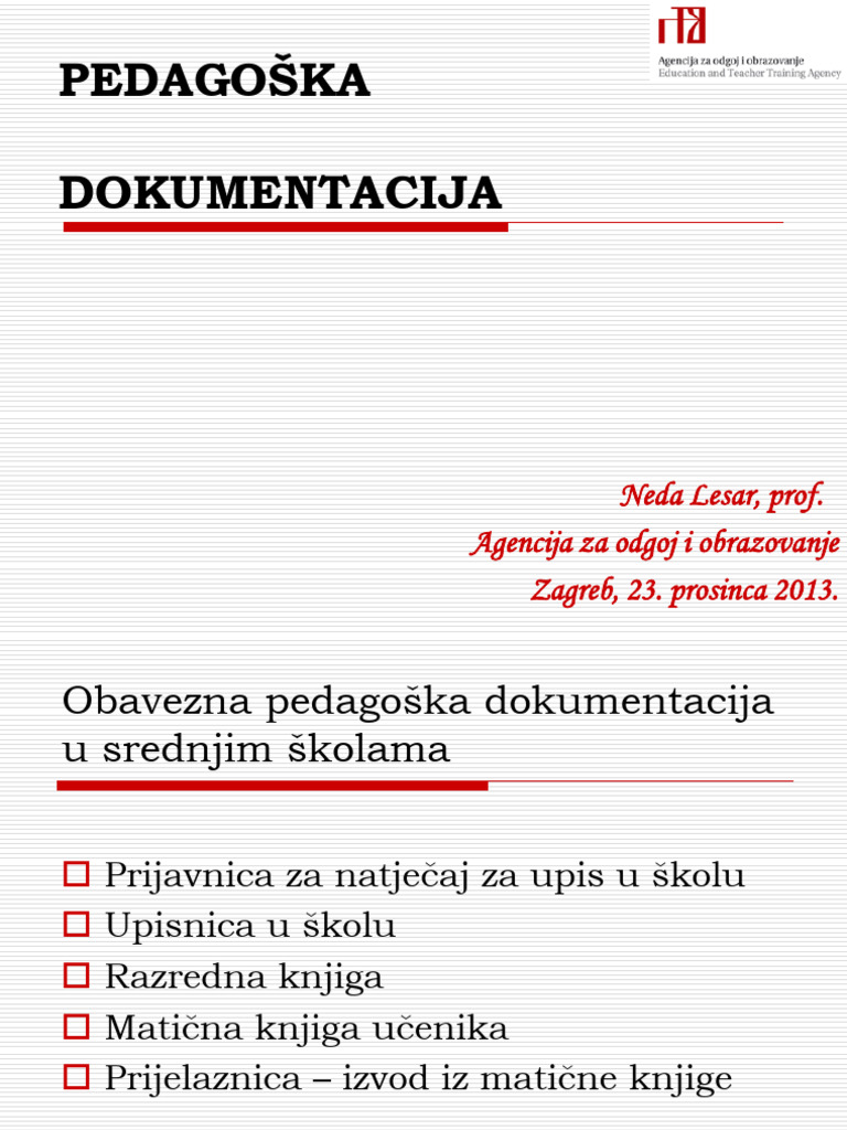 Pedagoška Dokumentacija | PDF
