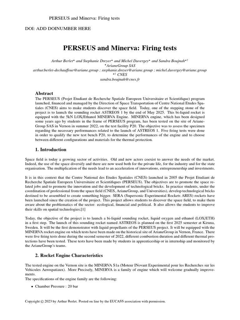 PERSEUS and Minerva Firing Tests Compressed | PDF | Rocket Engine ...