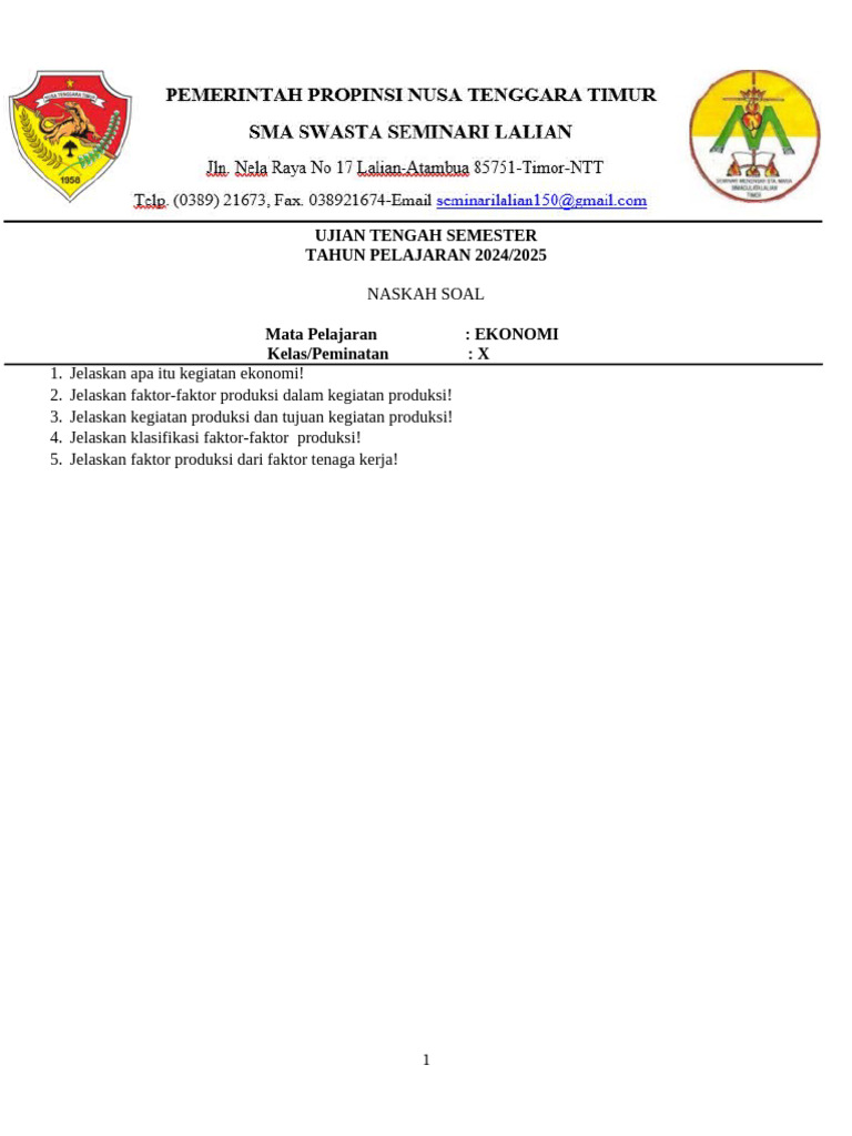 UTS Kelas X. Fix | PDF