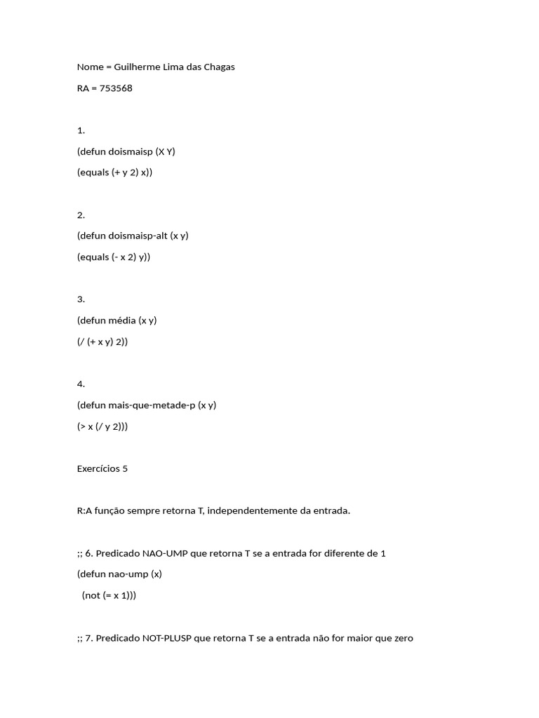 Atividade Lisp | PDF