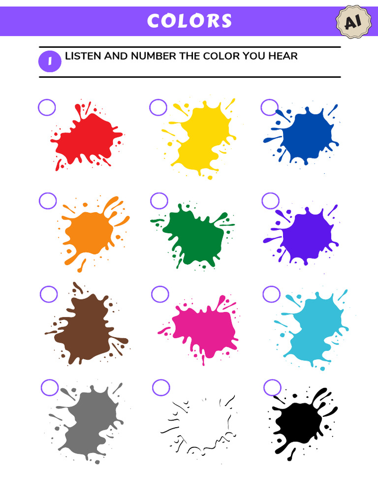 A1 Color Vocabulary Exercise | PDF