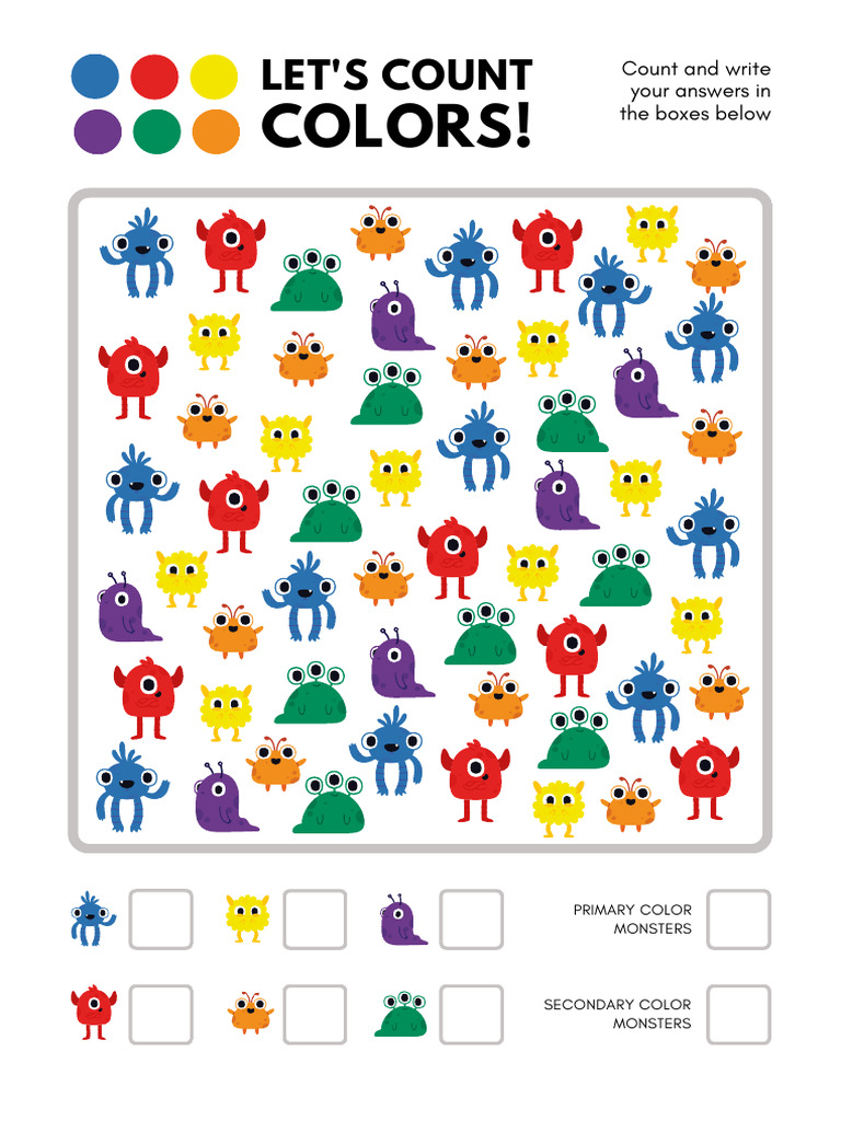 White Colorful Let's Count Colors Worksheet | PDF