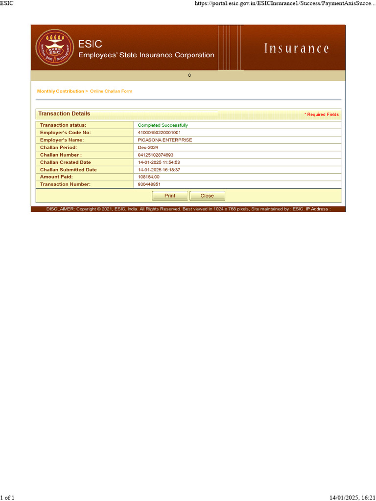 ESIC Payment WB Dec-24 | PDF