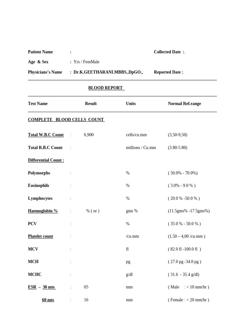 1 A CBC With ESR | PDF