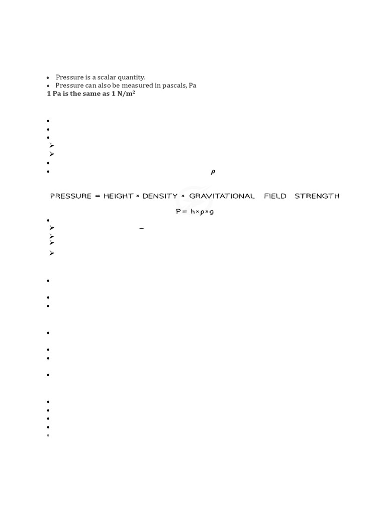 Grade 7 physics Notes Ch-14 Pressure24-25 | PDF | Buoyancy | Pressure