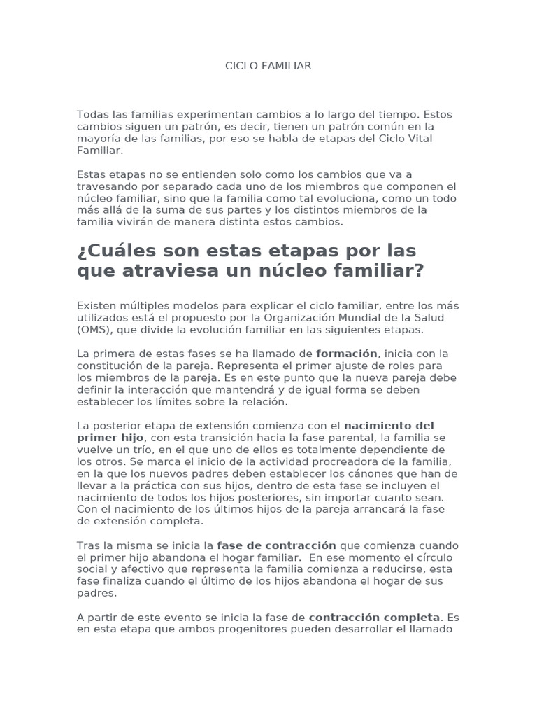 Etapas del Ciclo Familiar | PDF