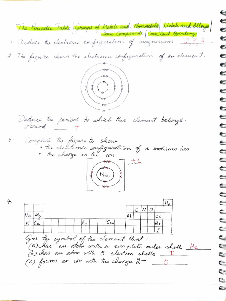 Answer Key - Revision - Chemistry - Final Term | PDF | Metallic ...