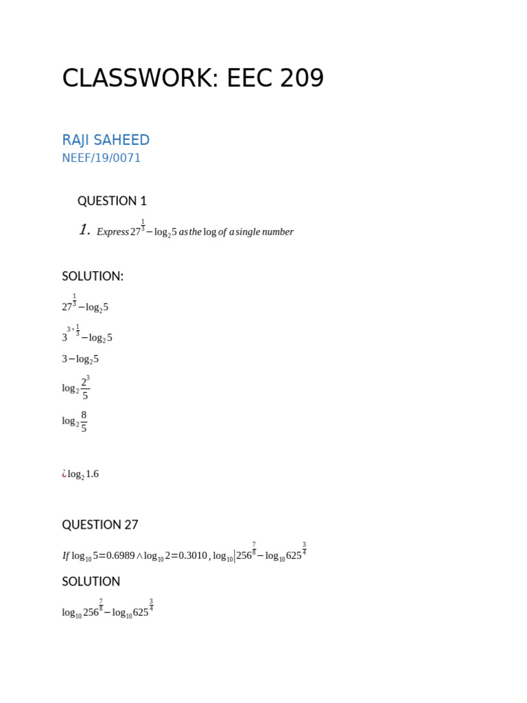 Classwork | PDF