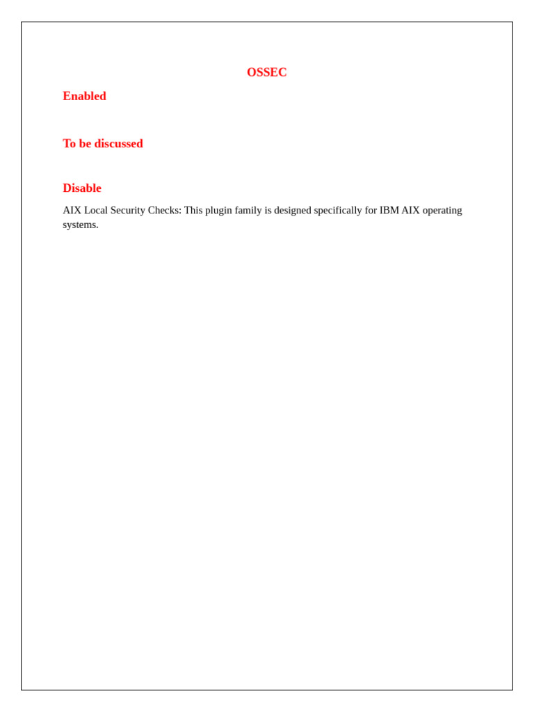 Nessus Plugin OSSEC | PDF