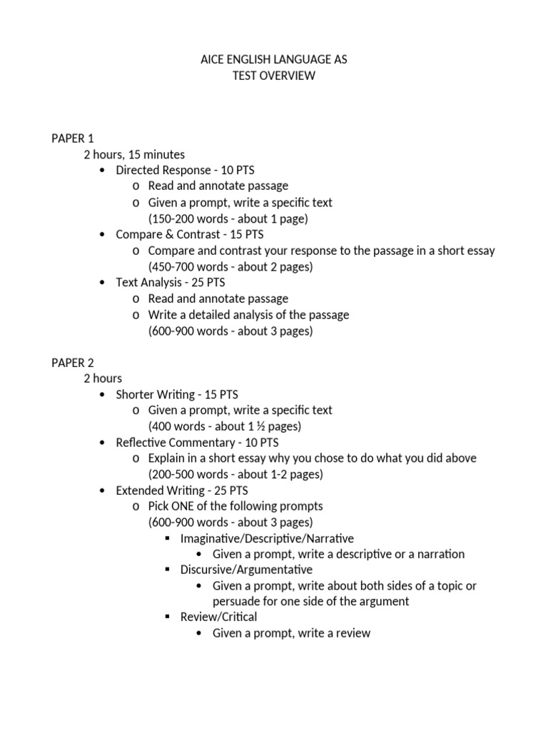 Aice Test Info | PDF
