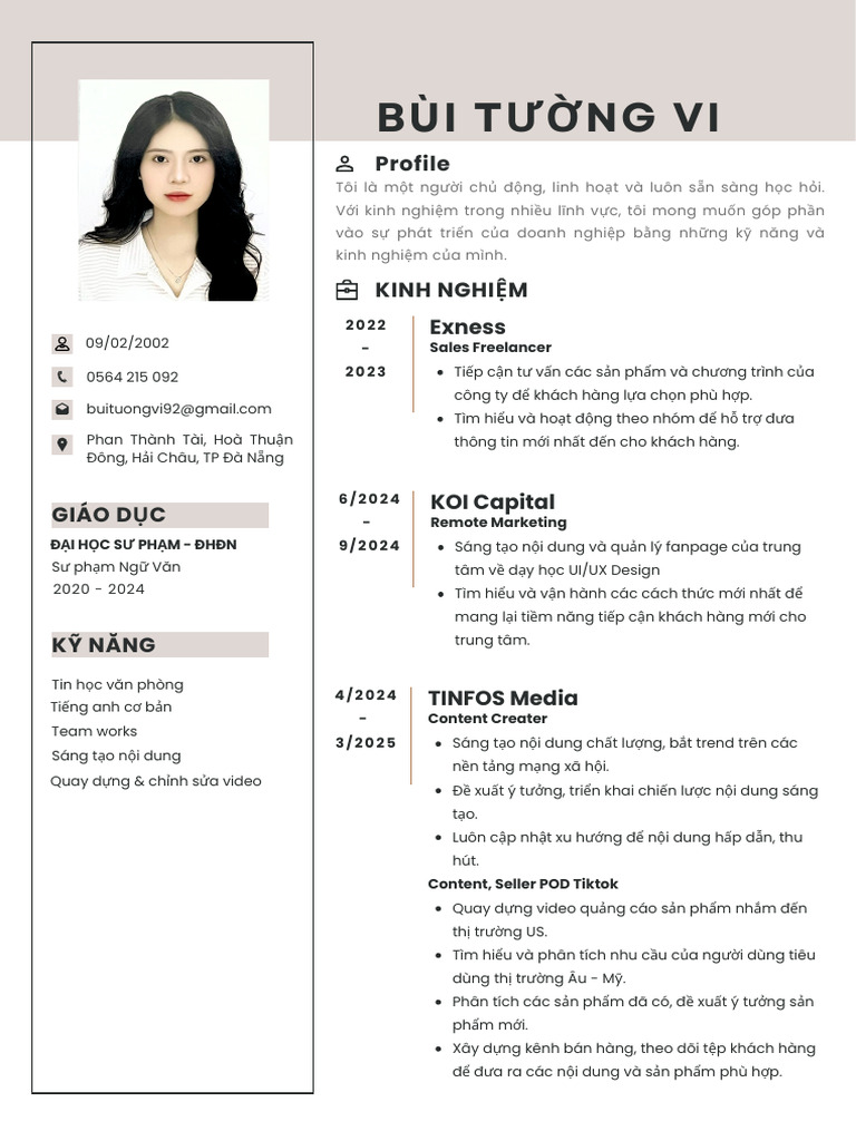 Bùi Tường Vi - CV | PDF