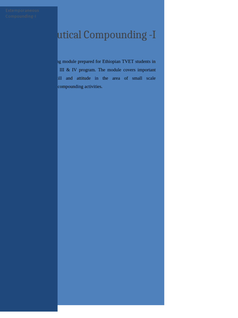 Pharmaceutical Compounding I Learning Module | PDF | Medical Prescription | Pharmaceutical ...