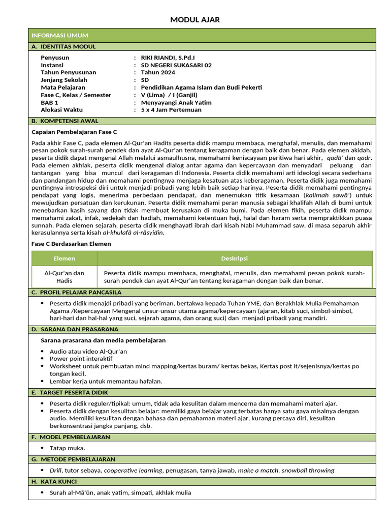 Modul Ajar BAB 1 | PDF