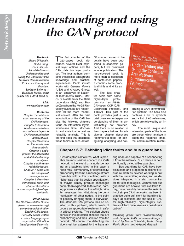 Understanding and Using The Can Protocol | PDF | Network Topology | Network Architecture