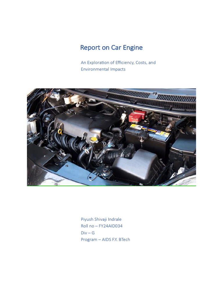 Report On Car Engine | PDF | Internal Combustion Engine | Engines