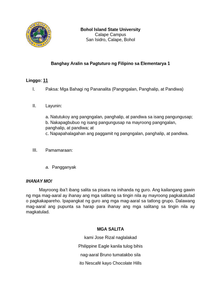 Linggo 11_Banghay Aralin- Revilla, Roa, Ruyeras - BEED 2 | PDF