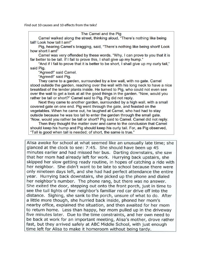 10 Causes and Effects from TEKS | PDF