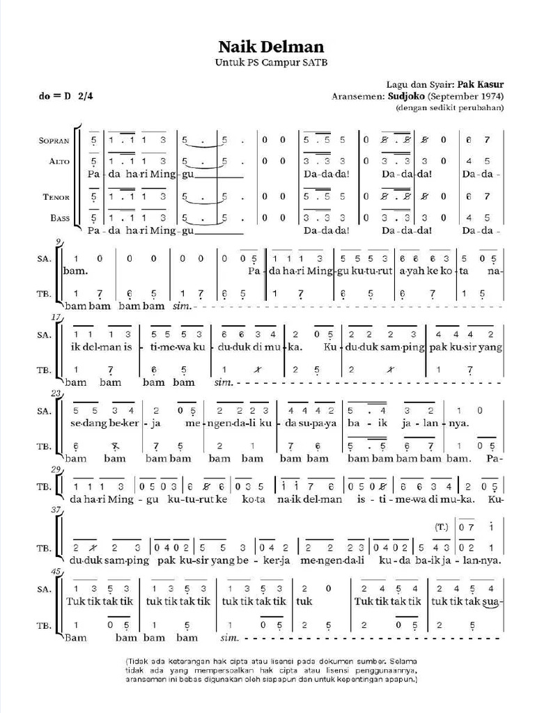 Naik Delman Satb | PDF