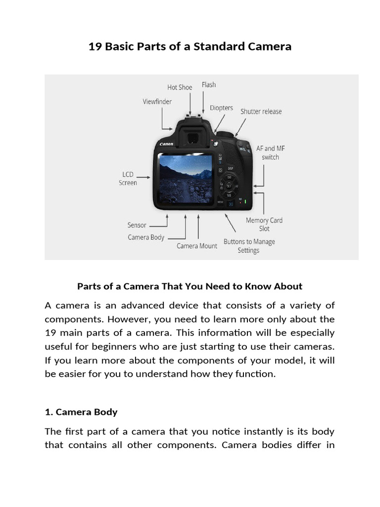 Camera-Parts-and-Functions | PDF | Camera | Camera Lens