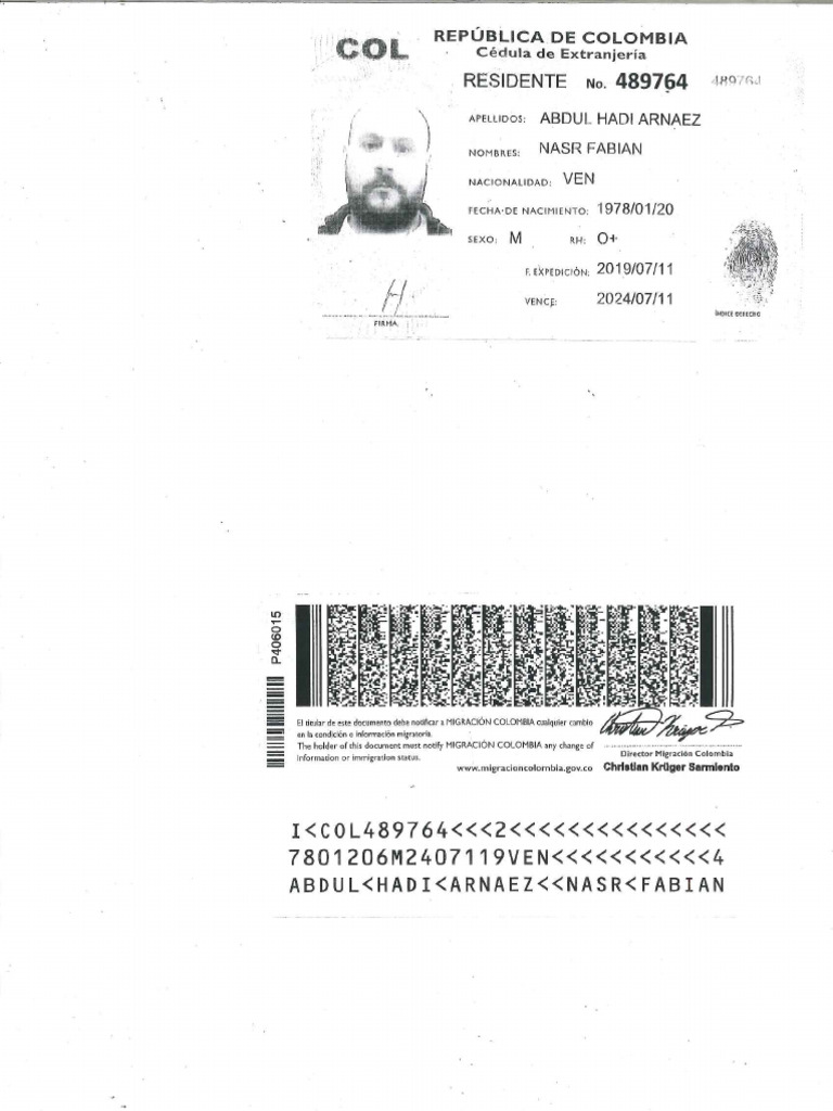 Cedula Fabian Abdul (Residente) | PDF