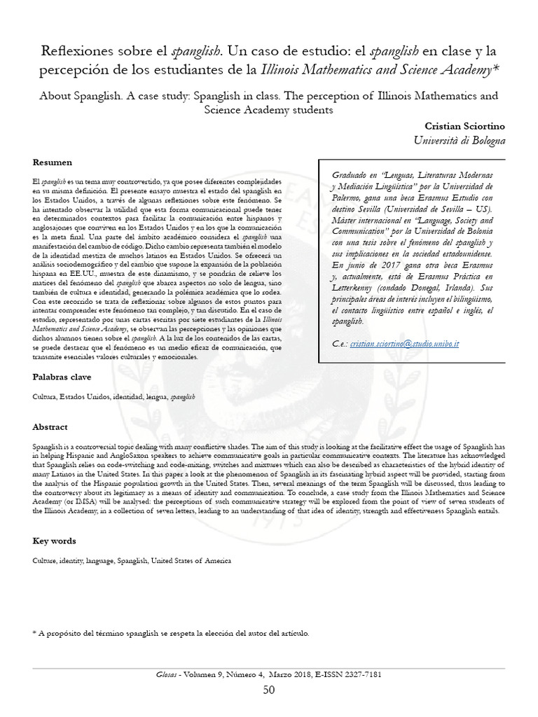 Spanglish: Identidad y Percepción Estudiantil | PDF | Lengua española ...