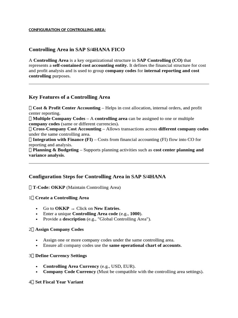Configuration of Controlling Area | PDF | Cost Accounting | United ...