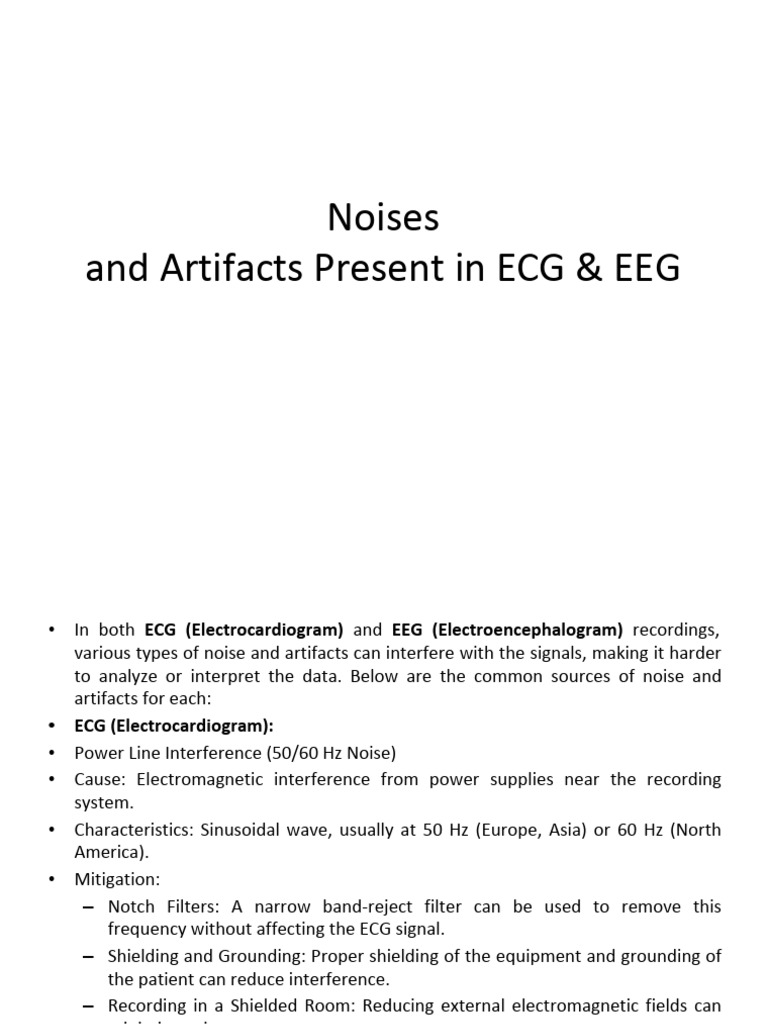 Noises and Artifacts Present in ECG & EEG | PDF | Electroencephalography | Electrocardiography