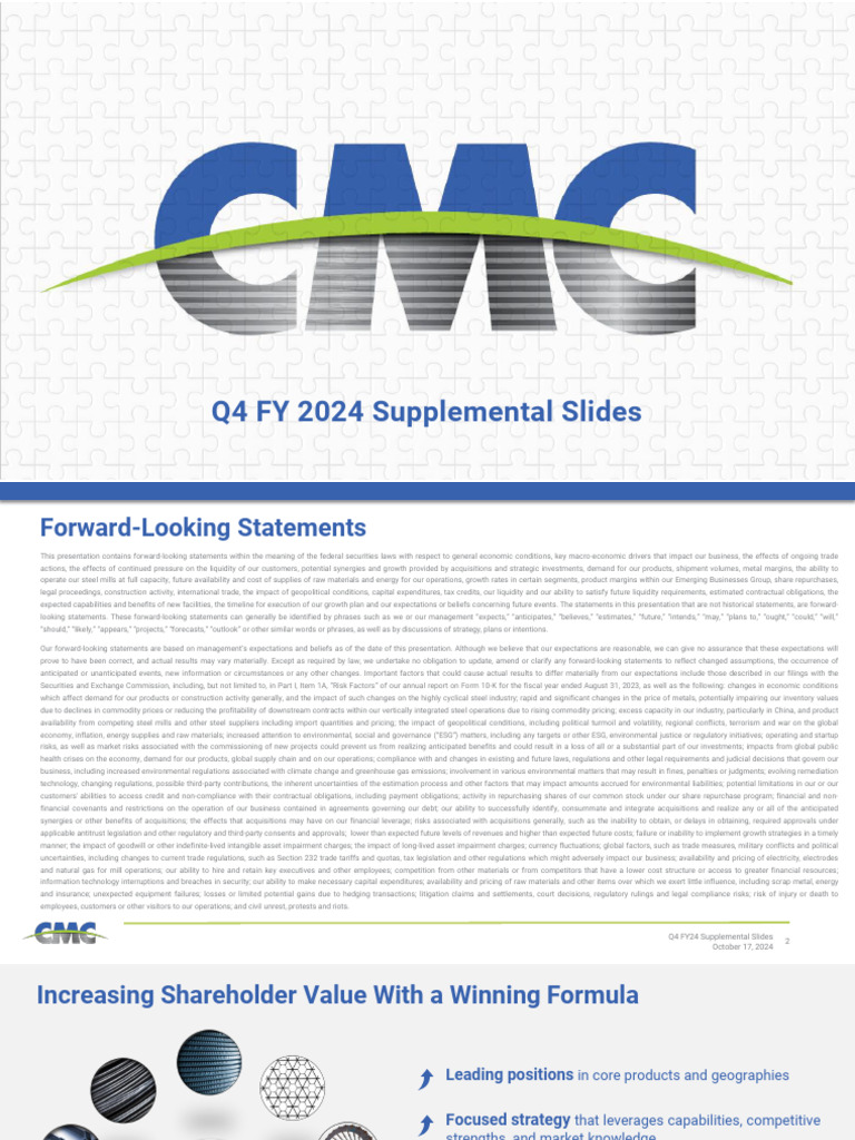 CMC Q4-2024-Supplemental-Slide-Deck | PDF | Mergers And Acquisitions ...