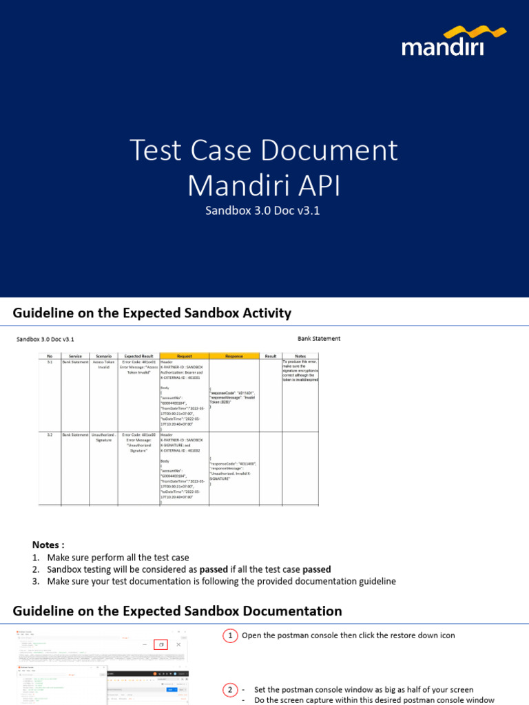 Sandbox Documentation Guideline - Bank Statement | PDF | Computing | Information Technology
