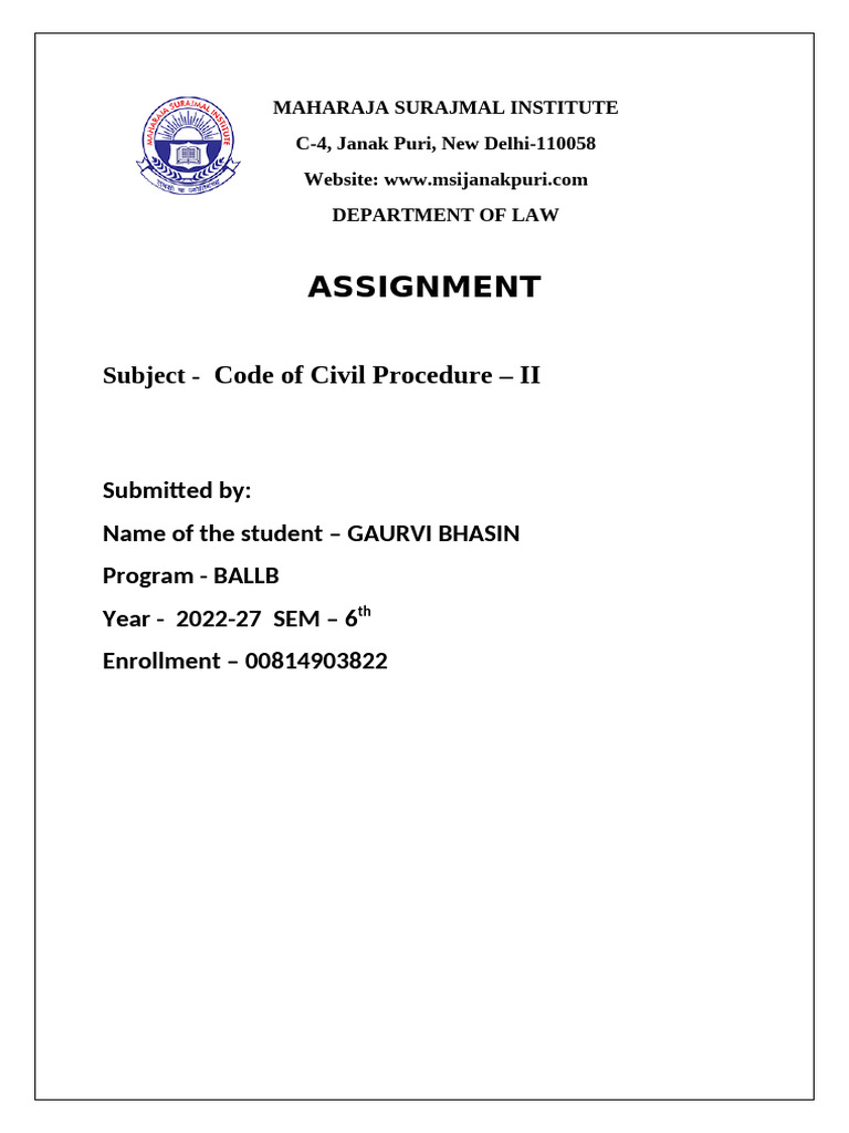 Gaurvi CPC Assignment | PDF | Judgment (Law) | Decree