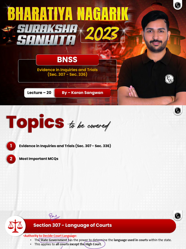 BNSS 20 Class Notes | PDF | Affidavit | Witness